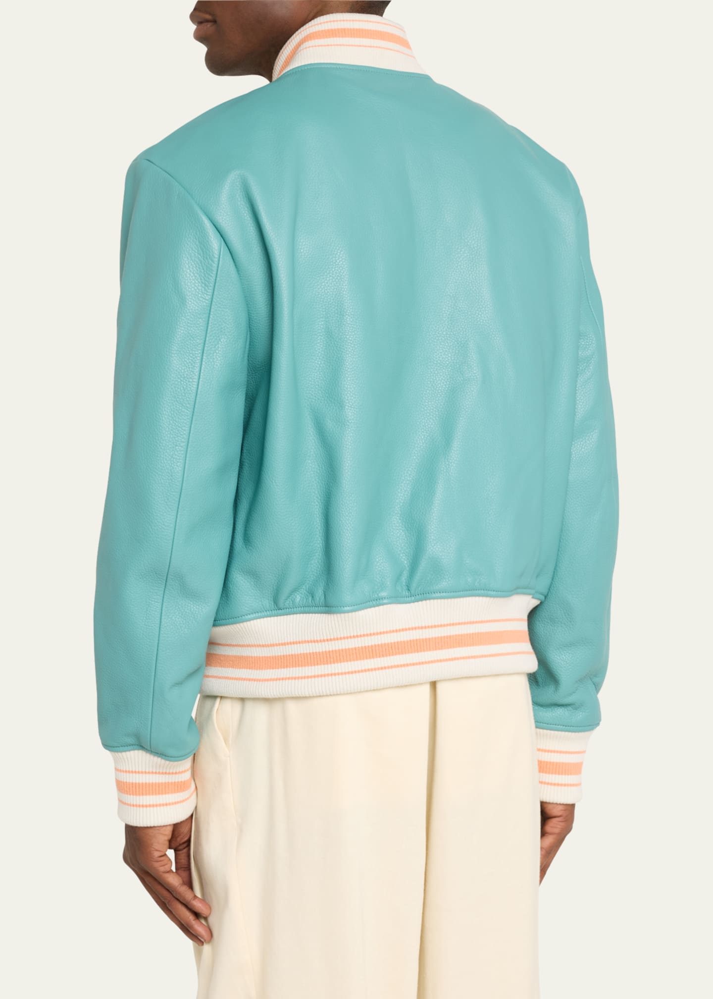 Amiri Men's Leather Logo Bomber Jacket - Bergdorf Goodman