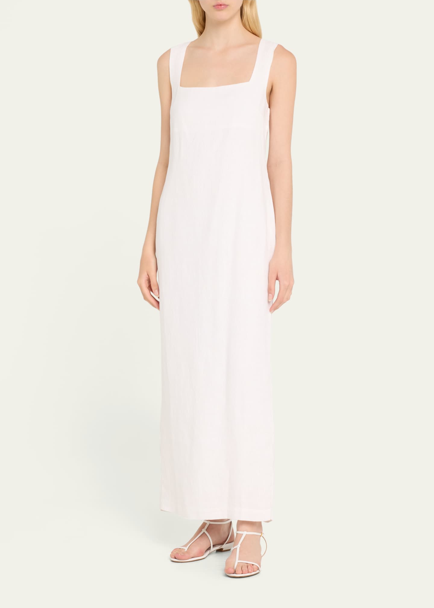 Posse Alice Square-Neck Sleeveless Linen Midi Dress - Bergdorf Goodman