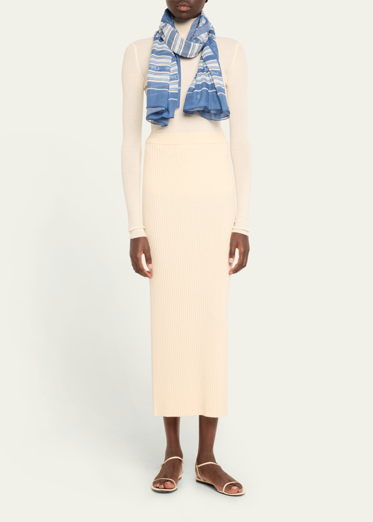 Chloe x High Summer Striped Logo Stole Scarf - Bergdorf Goodman