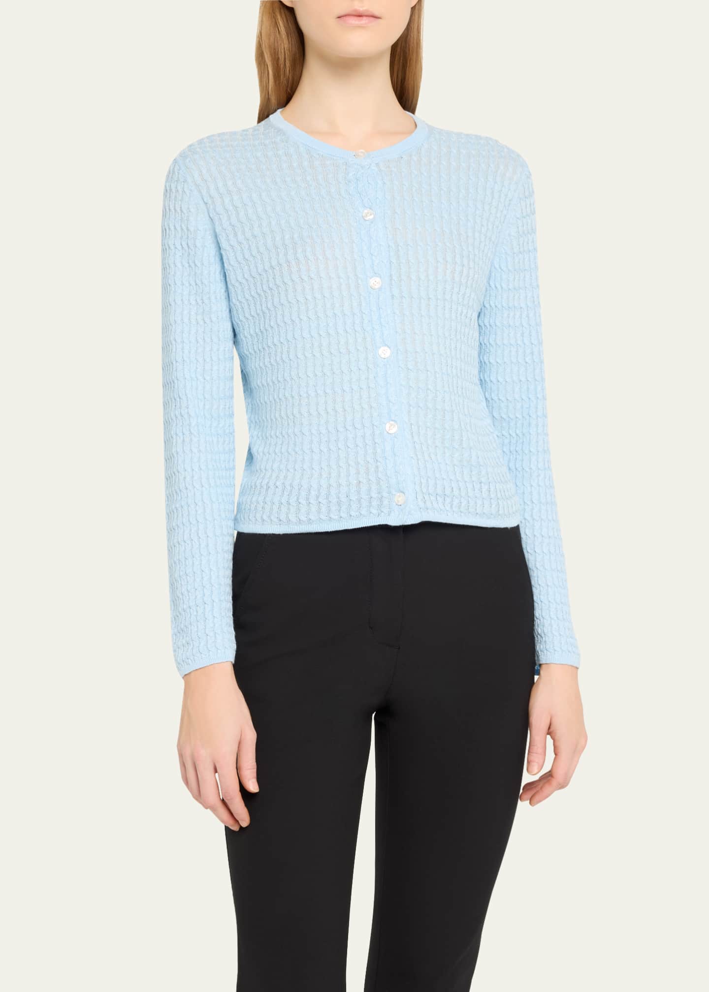 Theory Neo Sag Harbor Linen-Blend Cable-Knit Sweater - Bergdorf Goodman