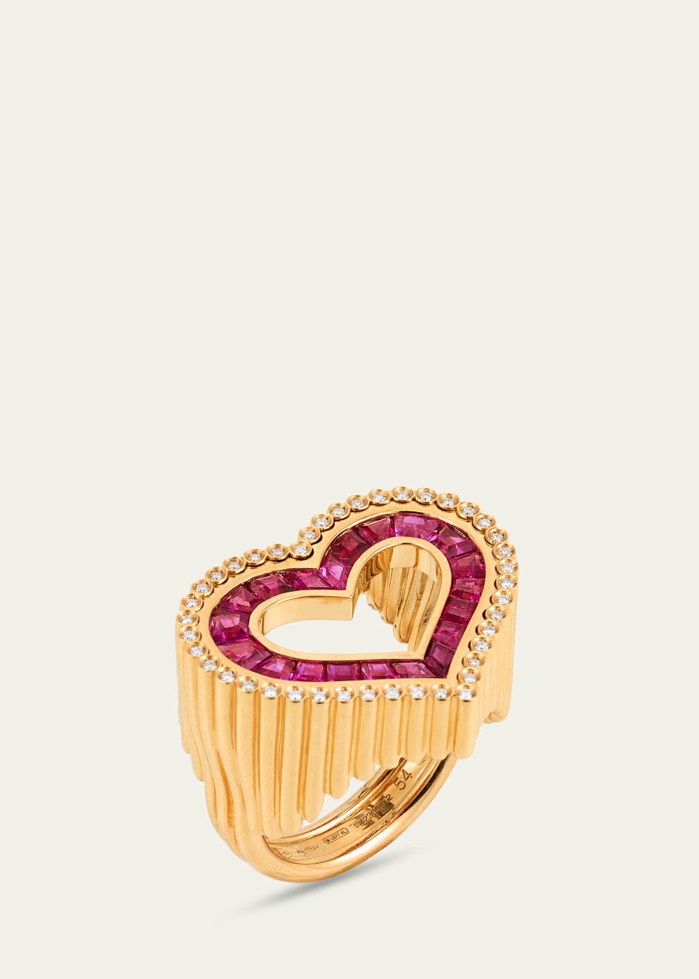 Marie Lichtenberg 18K Yellow Gold Heart Statement Ring with Diamonds and Rubies - Bergdorf Goodman