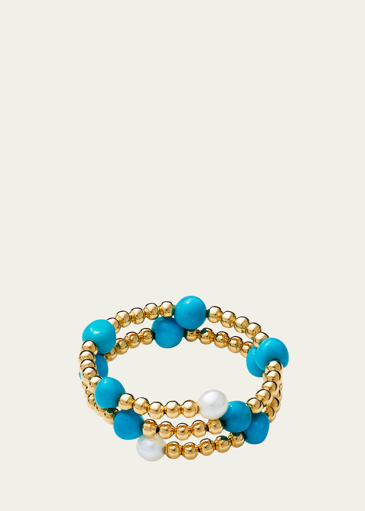 ATLAS LOVE 18K Yellow Gold San Mateo Multi Turquoise and Pearl Double ...