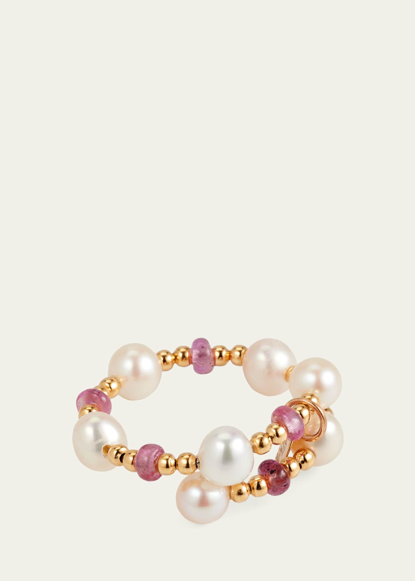 ATLAS LOVE 18K Yellow Gold Olokun Ruby and Pearl Beaded Ring - Bergdorf ...
