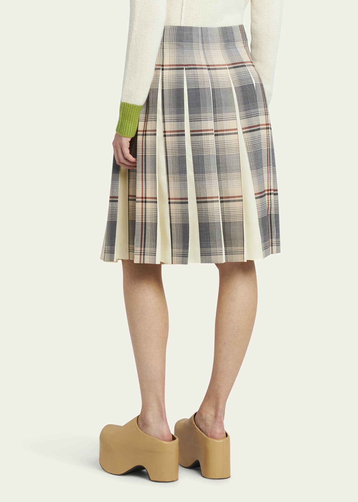 Marni Plaid Pleated Skirt - Bergdorf Goodman