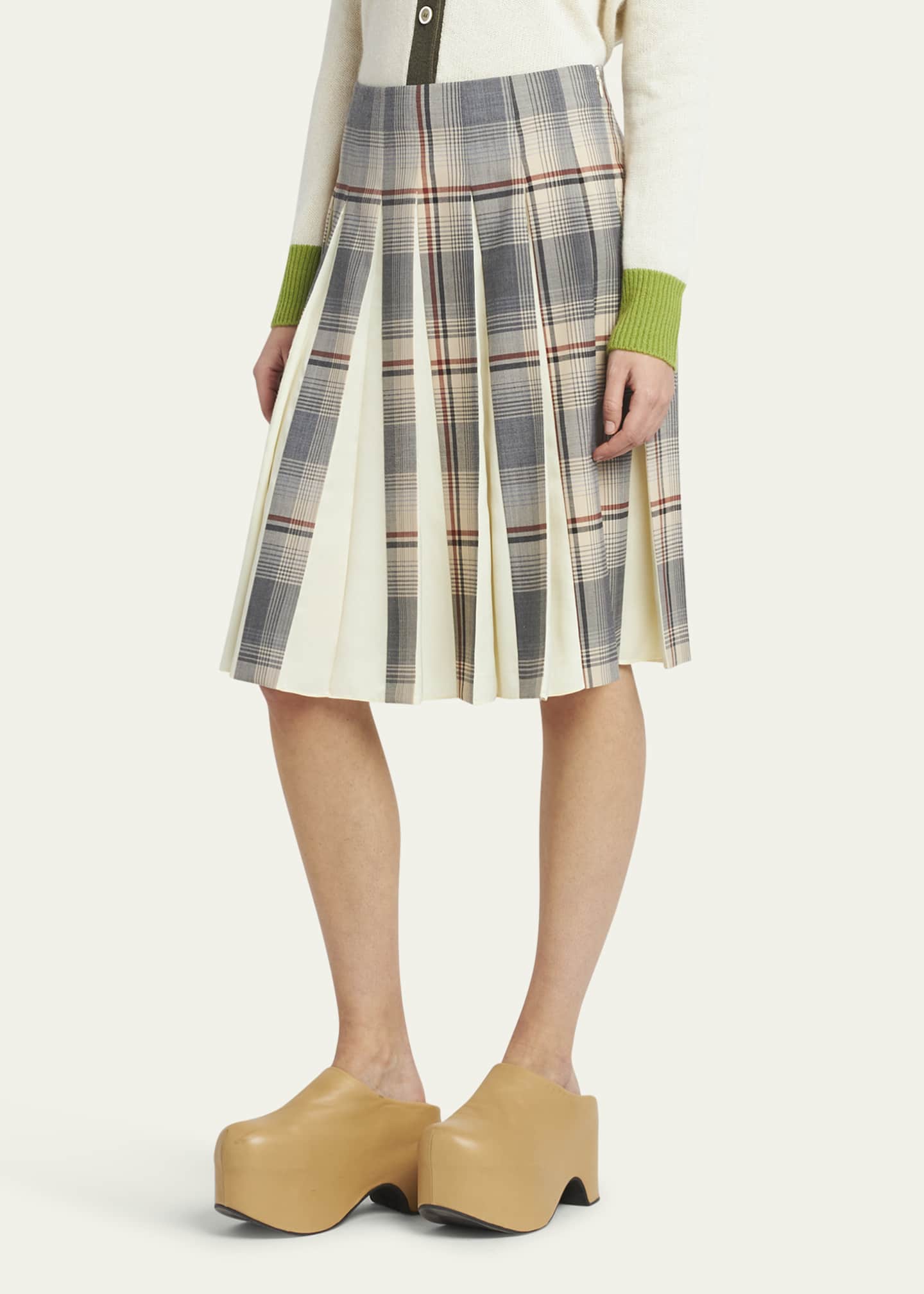 Marni Plaid Pleated Skirt - Bergdorf Goodman