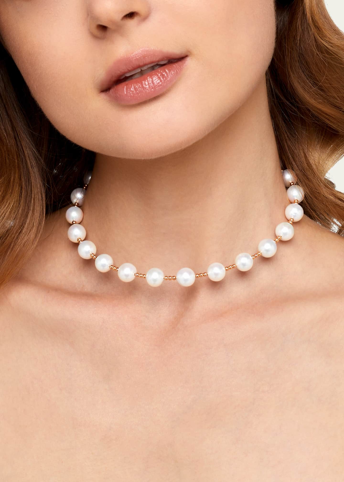 ATLAS LOVE Calico Large Multi Pearl 18K Yellow Gold Beaded Necklace ...