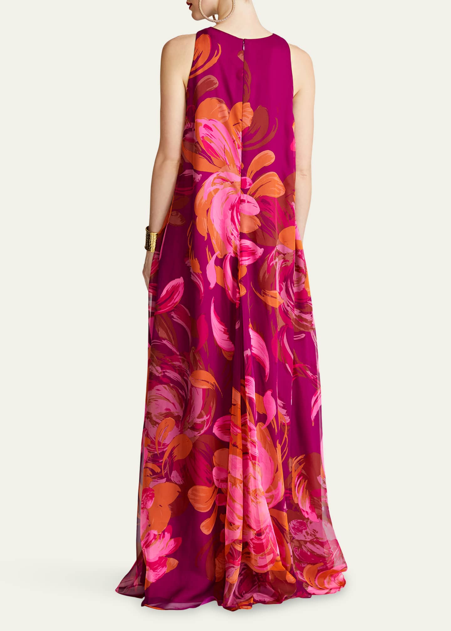 Halston Moira Floral-Print Chiffon Trapeze Gown - Bergdorf Goodman