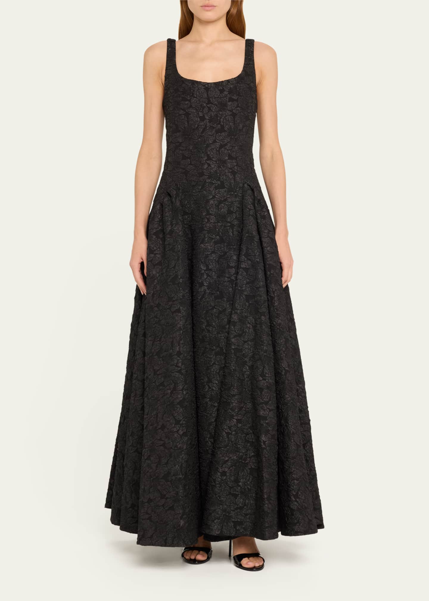 SIMKHAI Jaida Textured Floral Sleeveless Square-Neck Gown - Bergdorf ...