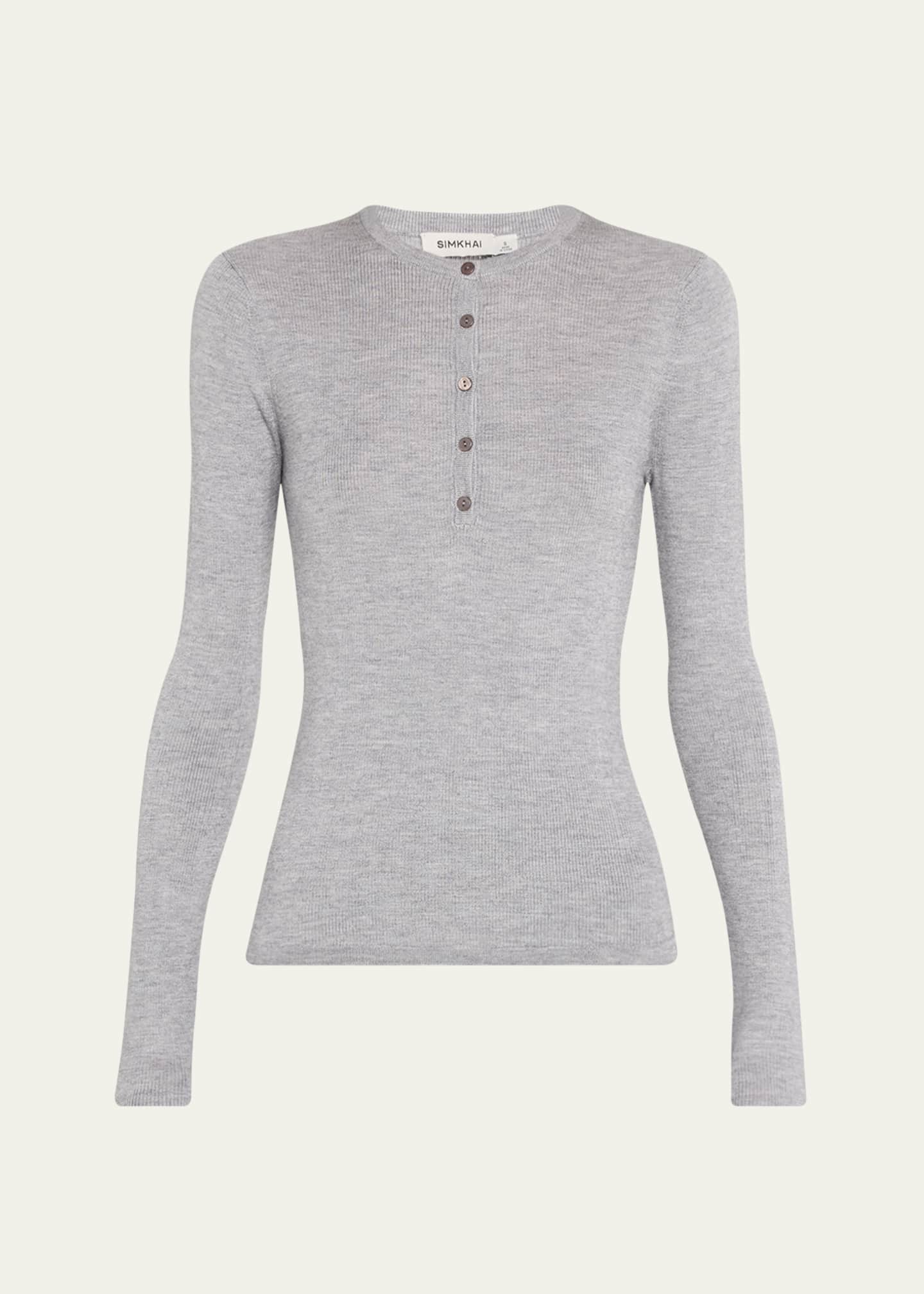 SIMKHAI Giorgia Silk and Cashmere Henley Top - Bergdorf Goodman