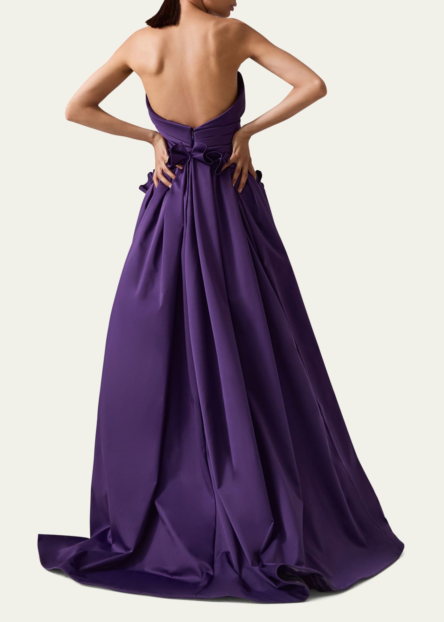 Carolina Herrera Draped Strapless Column Gown With Gathered Overskirt ...
