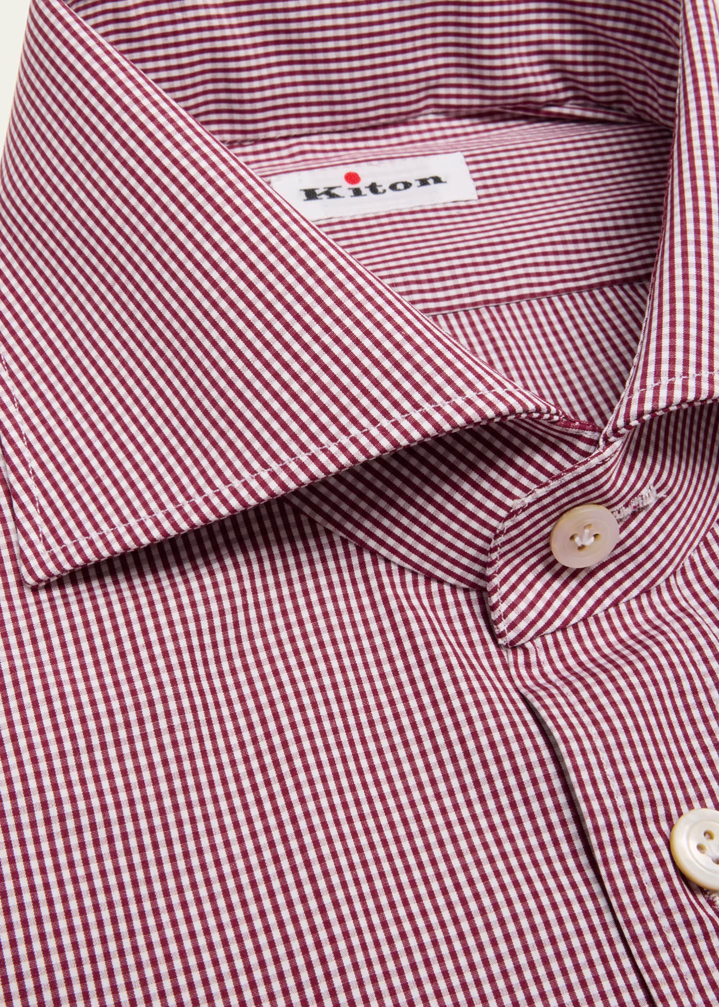 Kiton Men's Mini Check Dress Shirt - Bergdorf Goodman