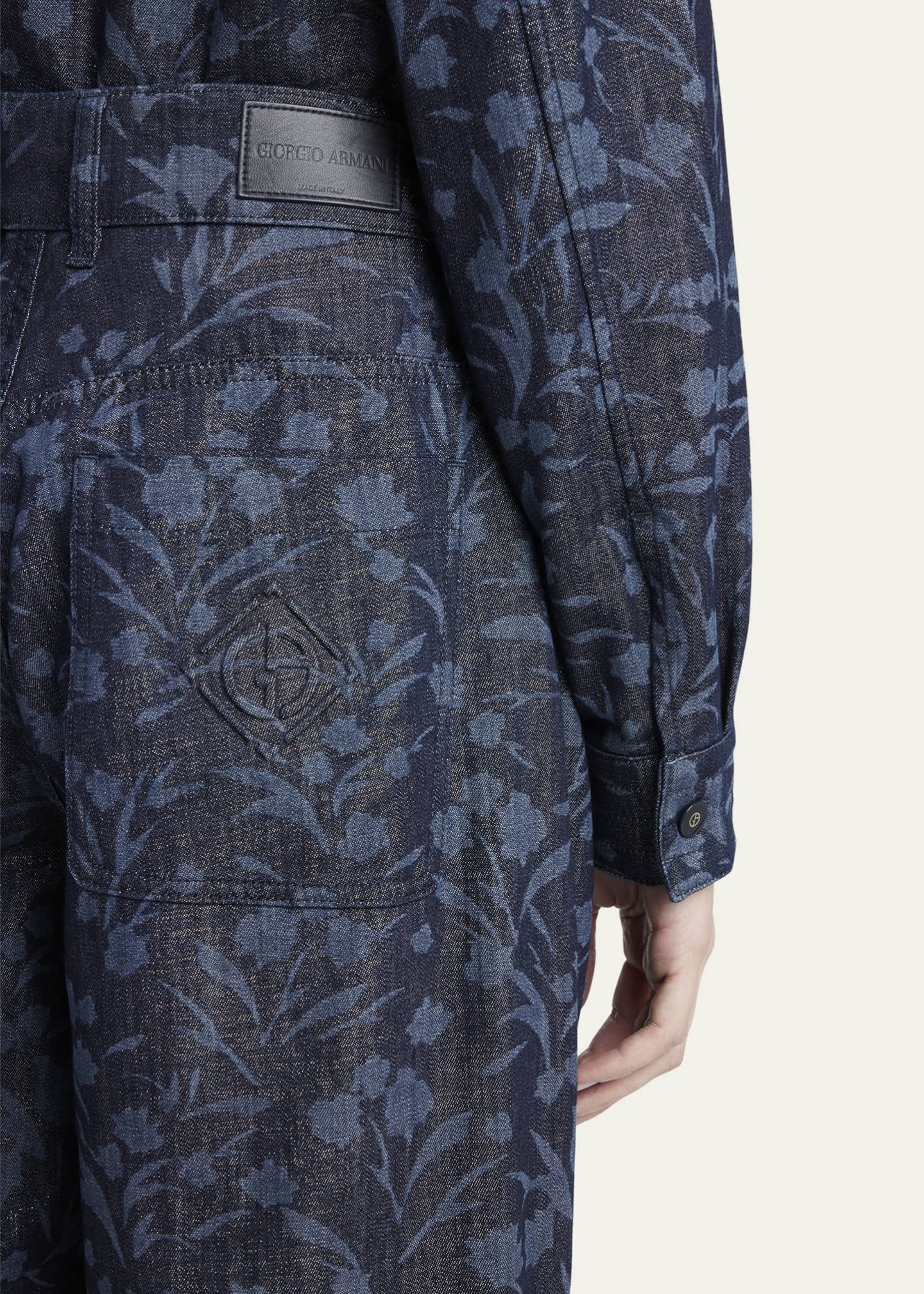 Giorgio Armani Floral Lurex Denim Wide-Leg Jeans - Bergdorf Goodman