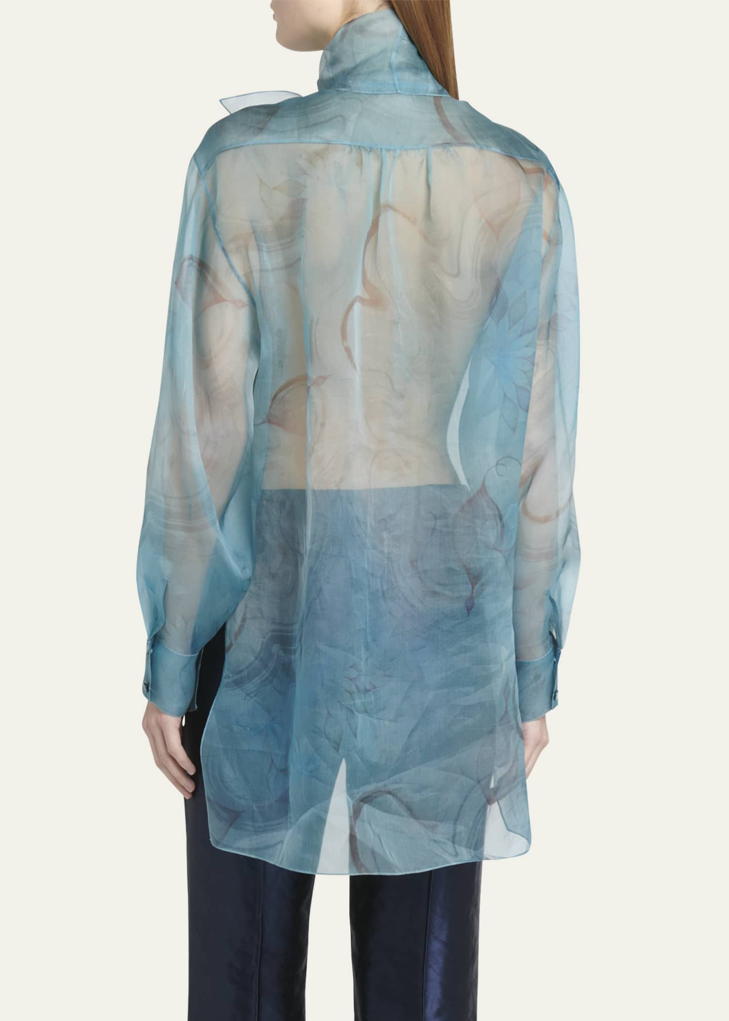 Giorgio Armani Abstract Scarf-Neck Silk Tunic Top - Bergdorf Goodman