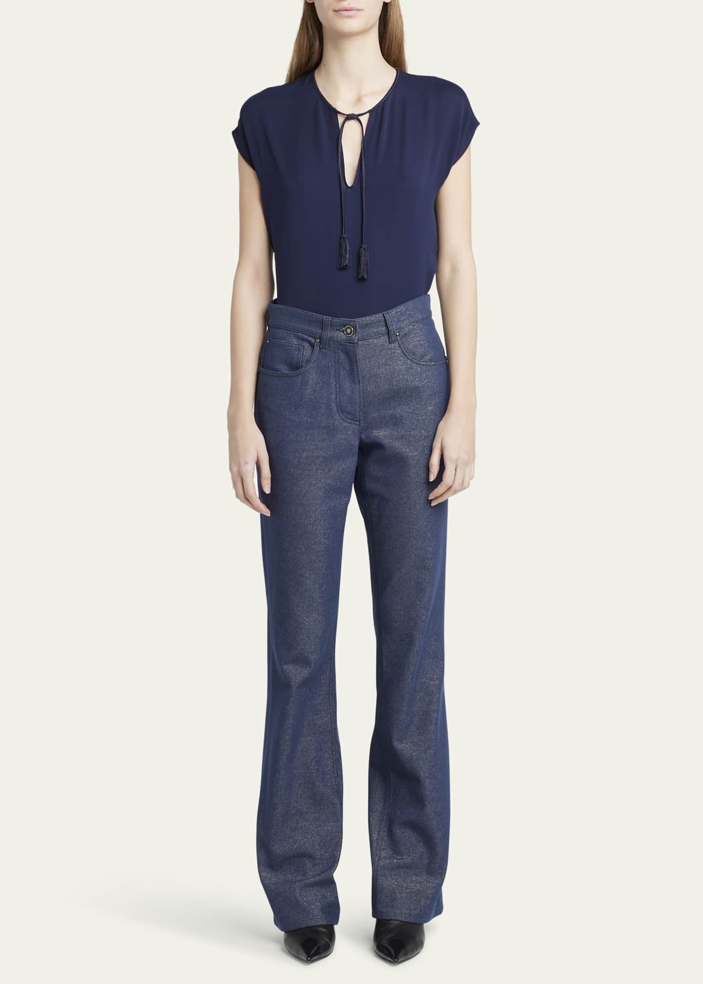 Giorgio Armani Bootleg Denim Jeans with Logo Embroidery - Bergdorf Goodman