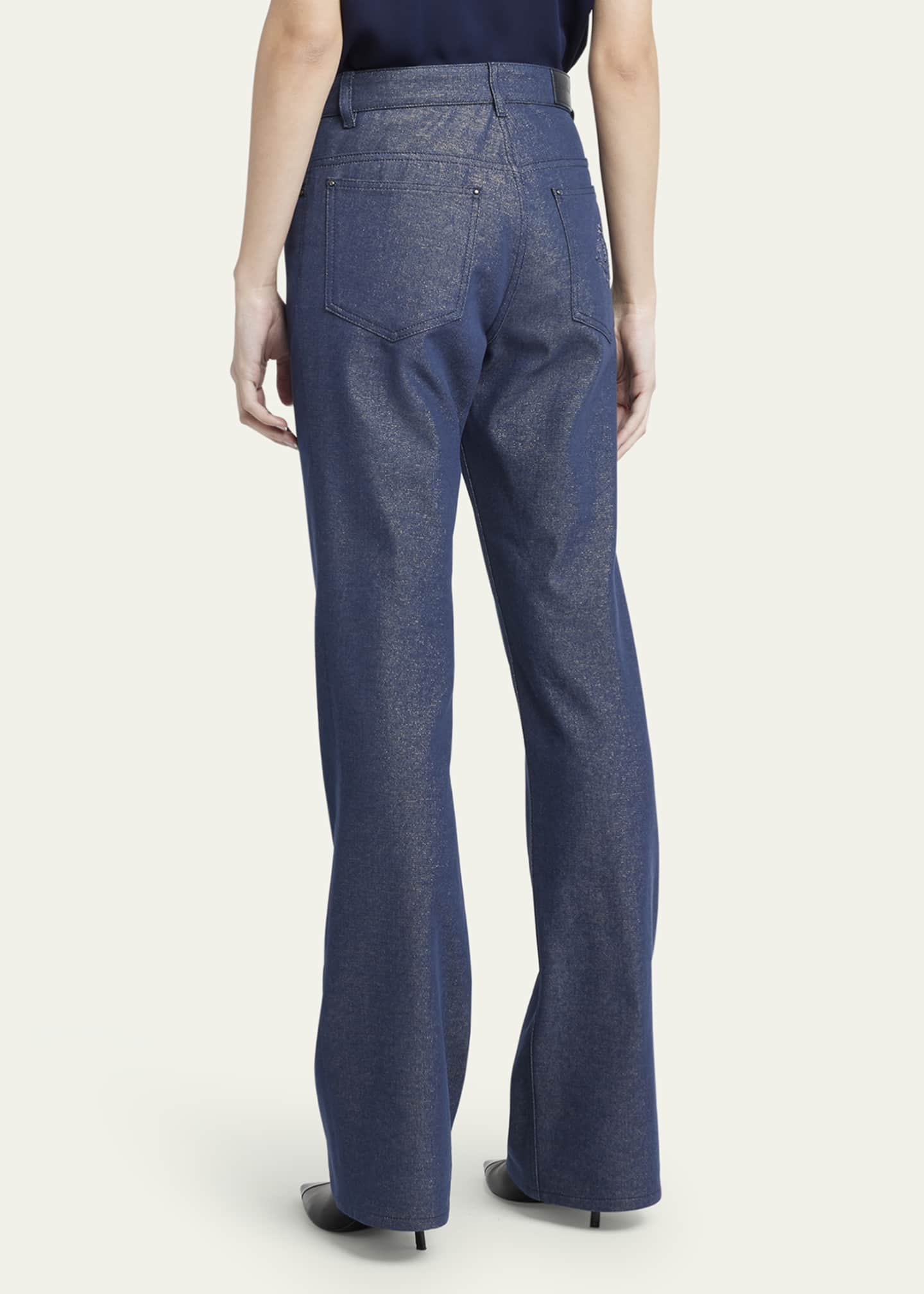 Giorgio Armani Bootleg Denim Jeans with Logo Embroidery - Bergdorf Goodman