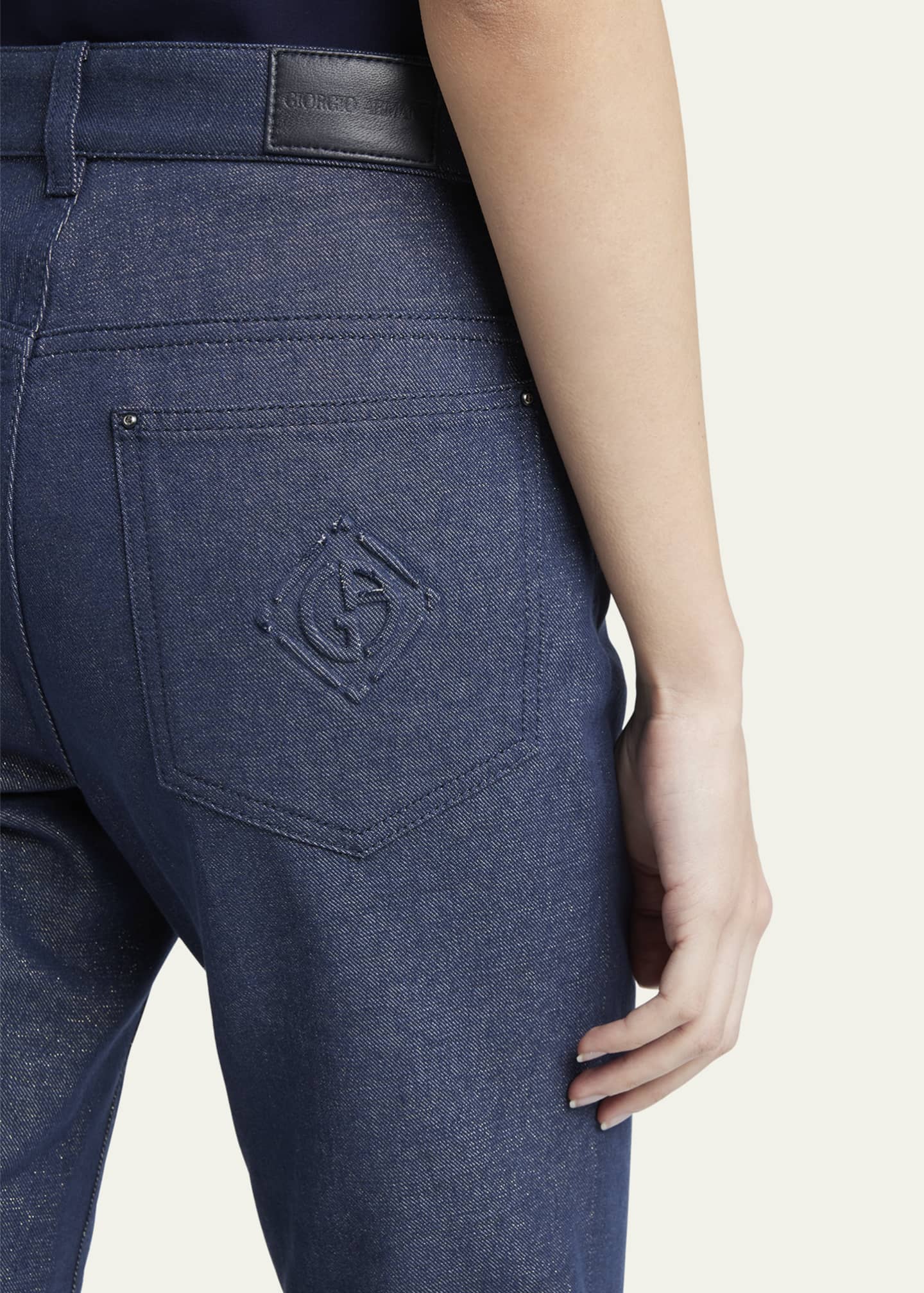 Giorgio Armani Bootleg Denim Jeans with Logo Embroidery - Bergdorf Goodman