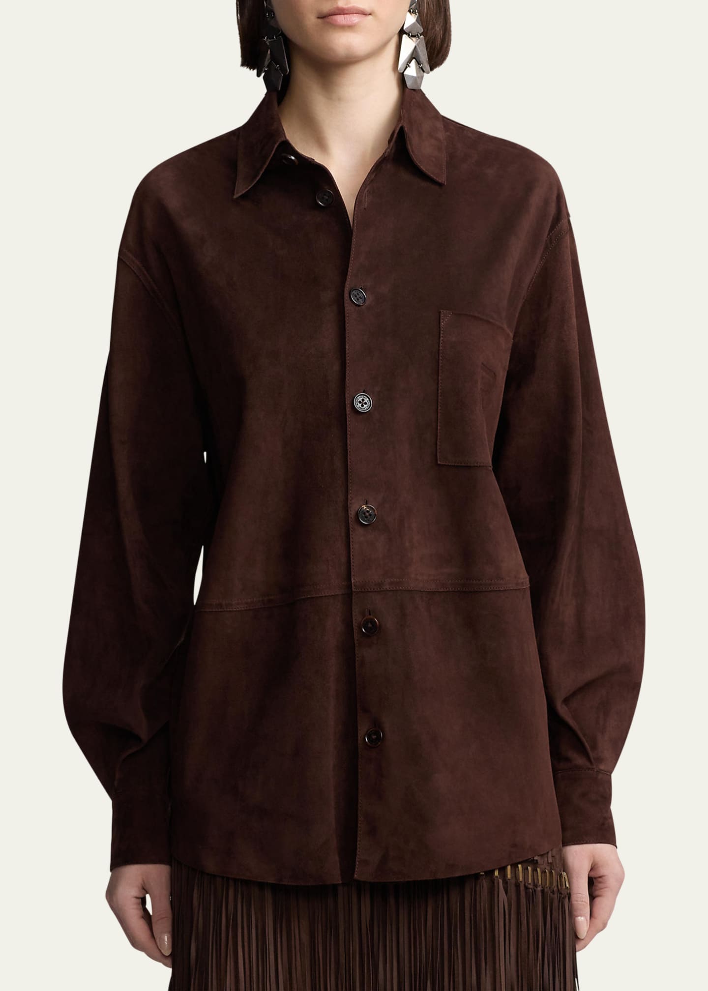 Ralph Lauren Collection Tyler Suede Button-Front Shirt - Bergdorf Goodman