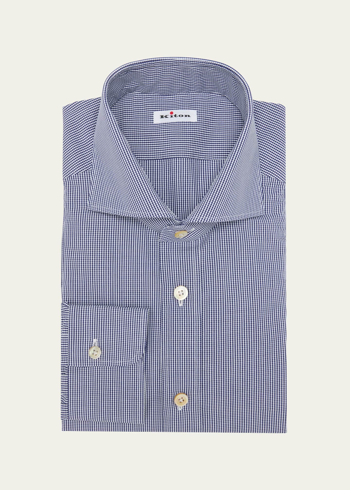 Kiton Men's Cotton Micro-Check Dress Shirt - Bergdorf Goodman