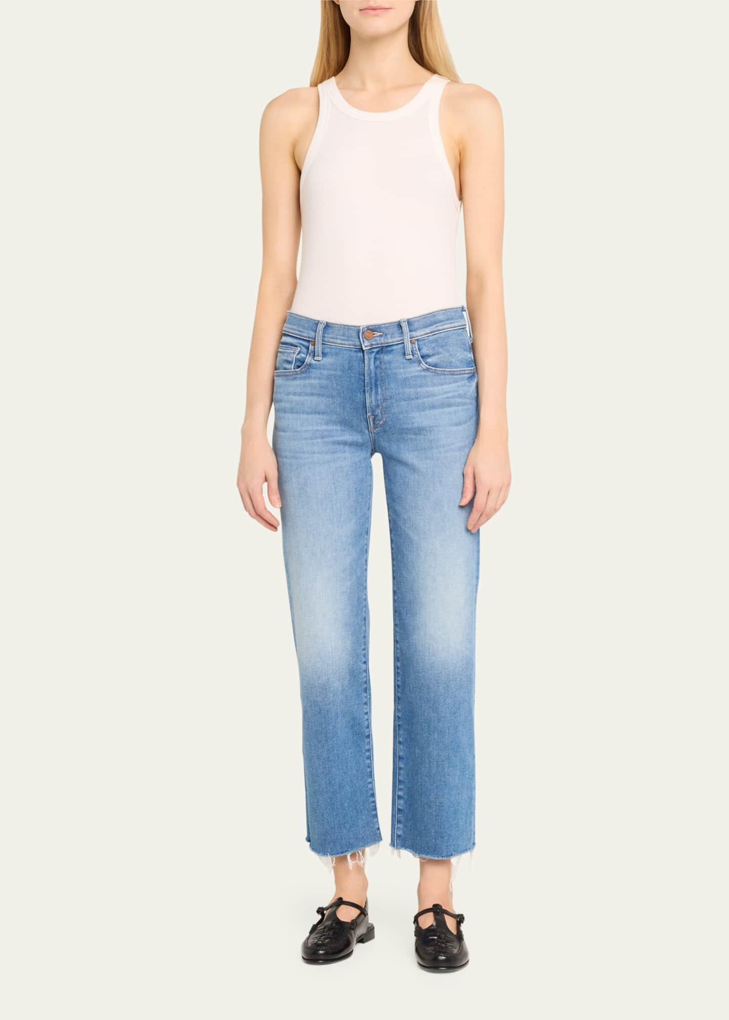 MOTHER The Mid-Rise Rambler Zip Ankle Fray Jeans - Bergdorf Goodman
