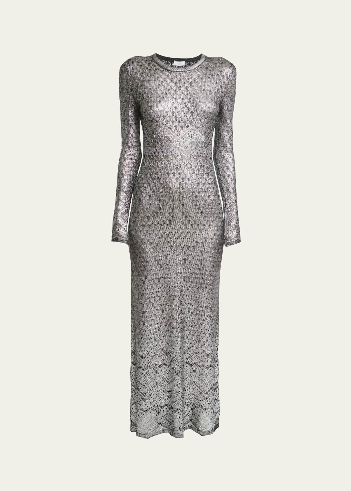 Rabanne Long Metallic Lace Knit Dress - Bergdorf Goodman