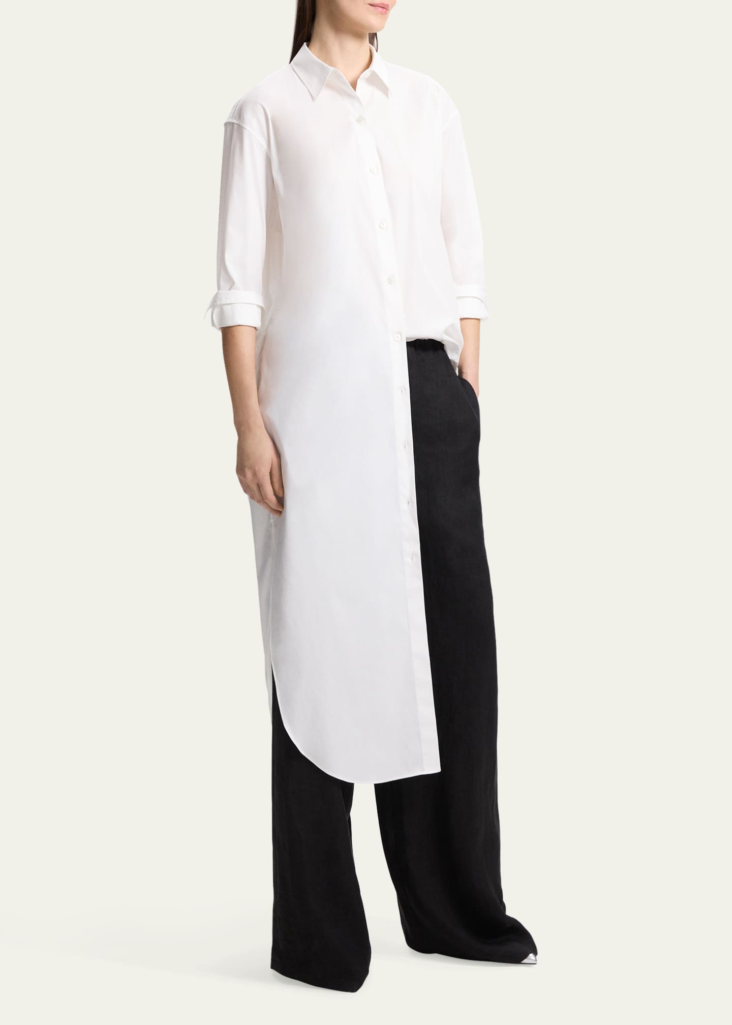 Theory Relaxed Cotton Button-Front Maxi Shirtdress - Bergdorf Goodman