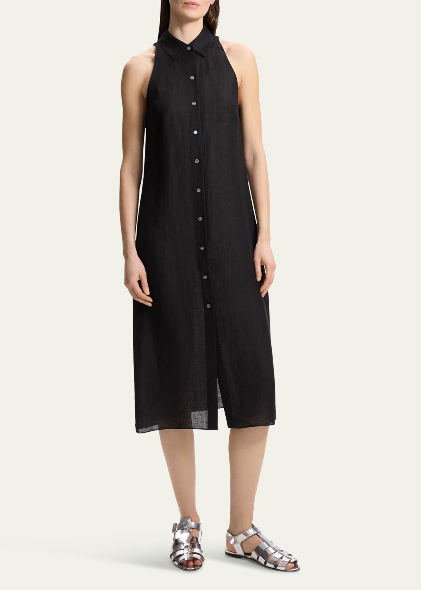 Theory Halter-Neck Draped Hemp Shirtdress - Bergdorf Goodman