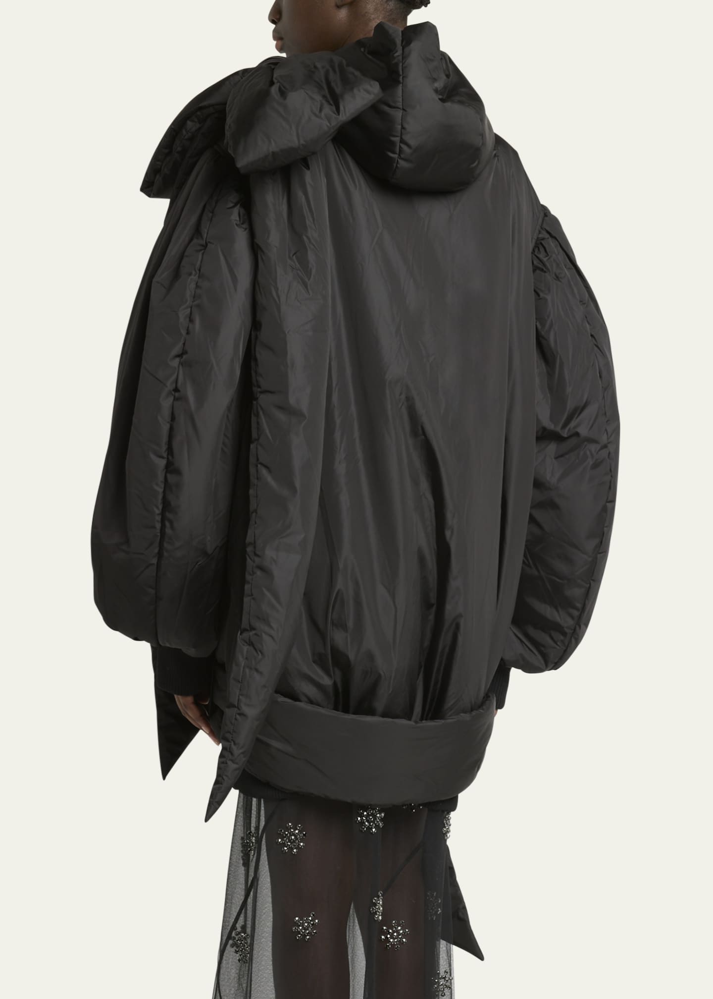 Simone Rocha Oversized Shoulder Bow Hooded Bomber Jacket - Bergdorf Goodman