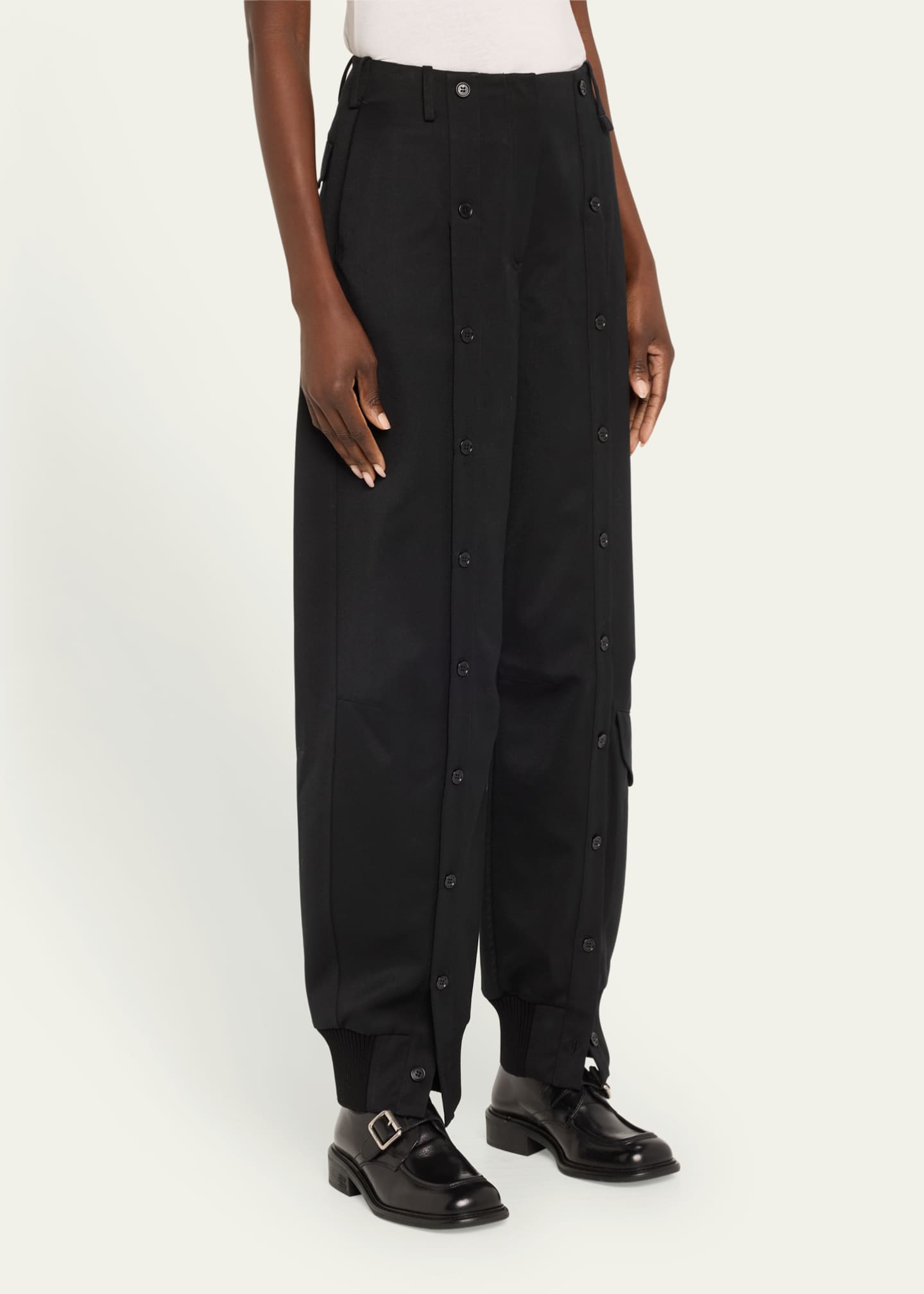Simone Rocha Front Button Placket Wool Trousers - Bergdorf Goodman