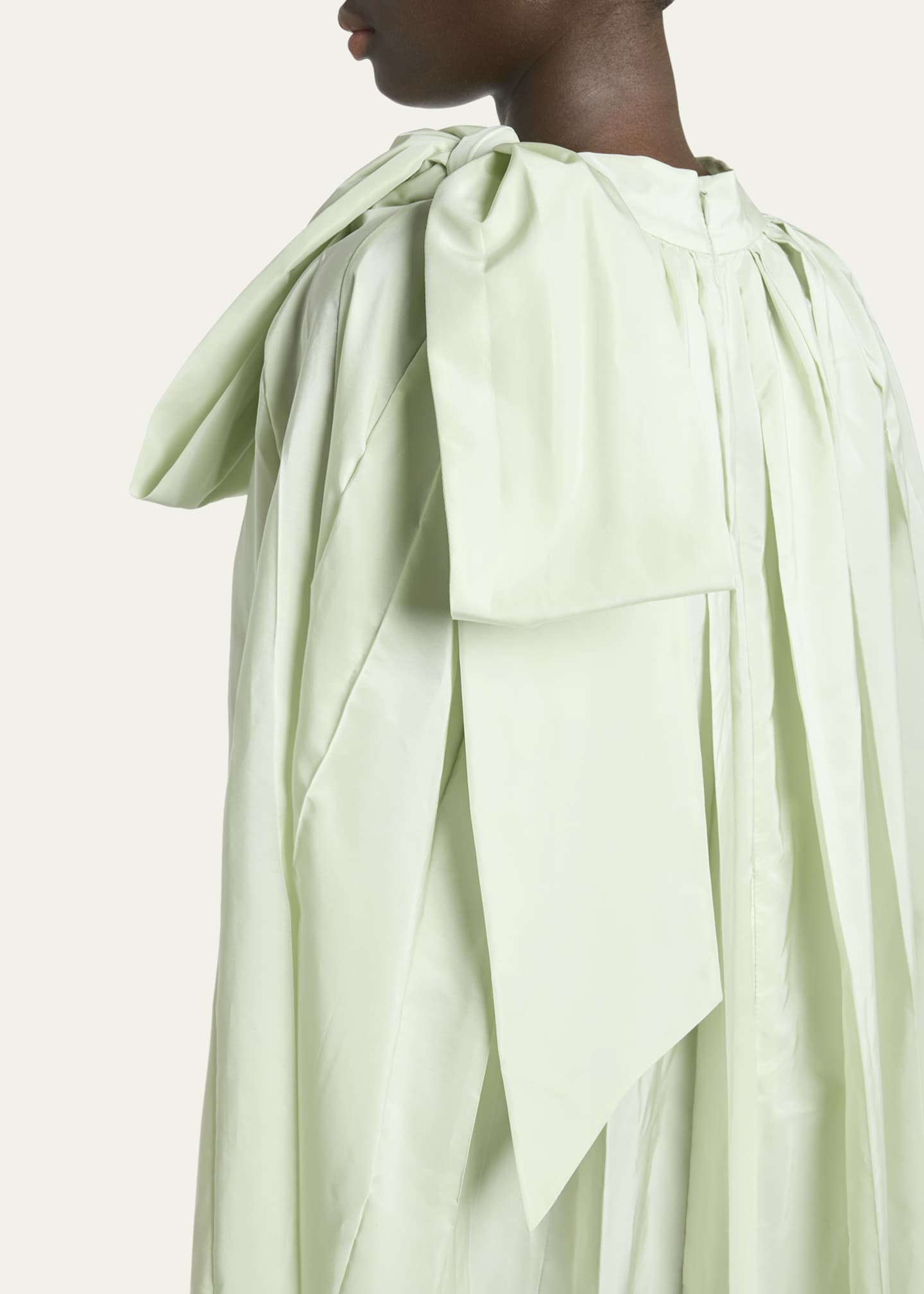 Simone Rocha Pleated Cascade Cape Midi Dress with Shoulder Bow ...