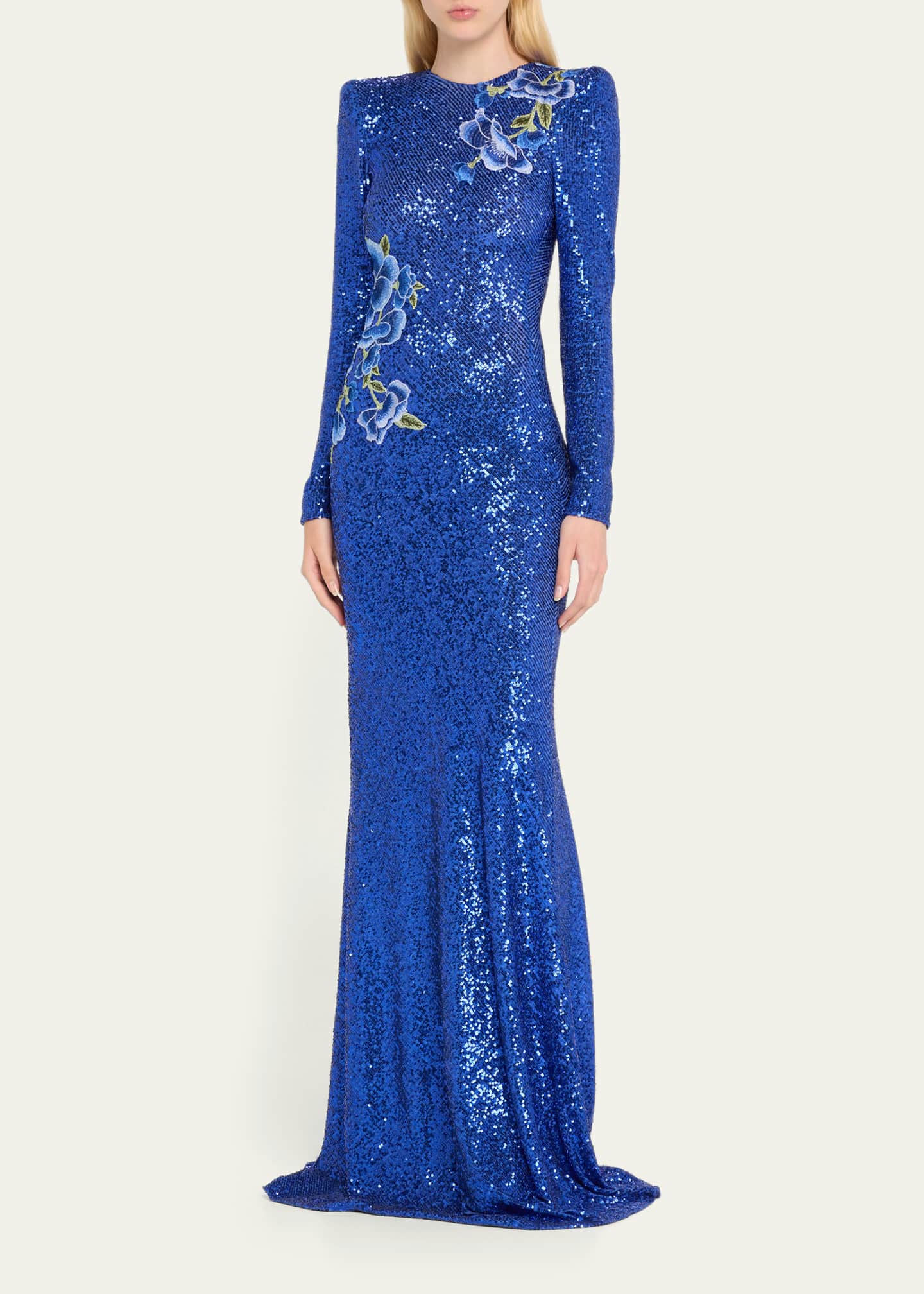 Naeem Khan Floral Embroidered Sequin Gown - Bergdorf Goodman