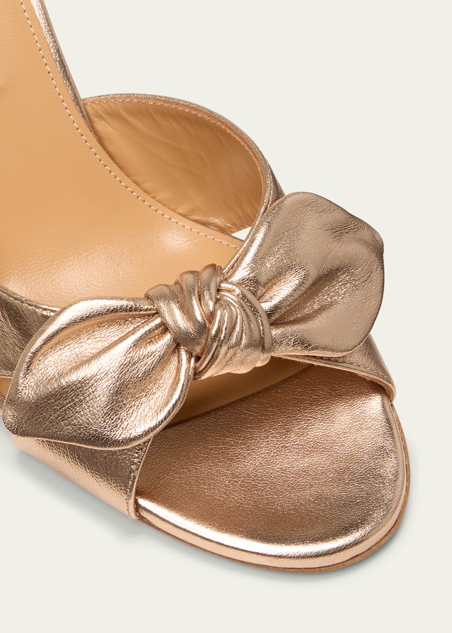 Aquazzura Very Bow Metallic Slide Sandals - Bergdorf Goodman