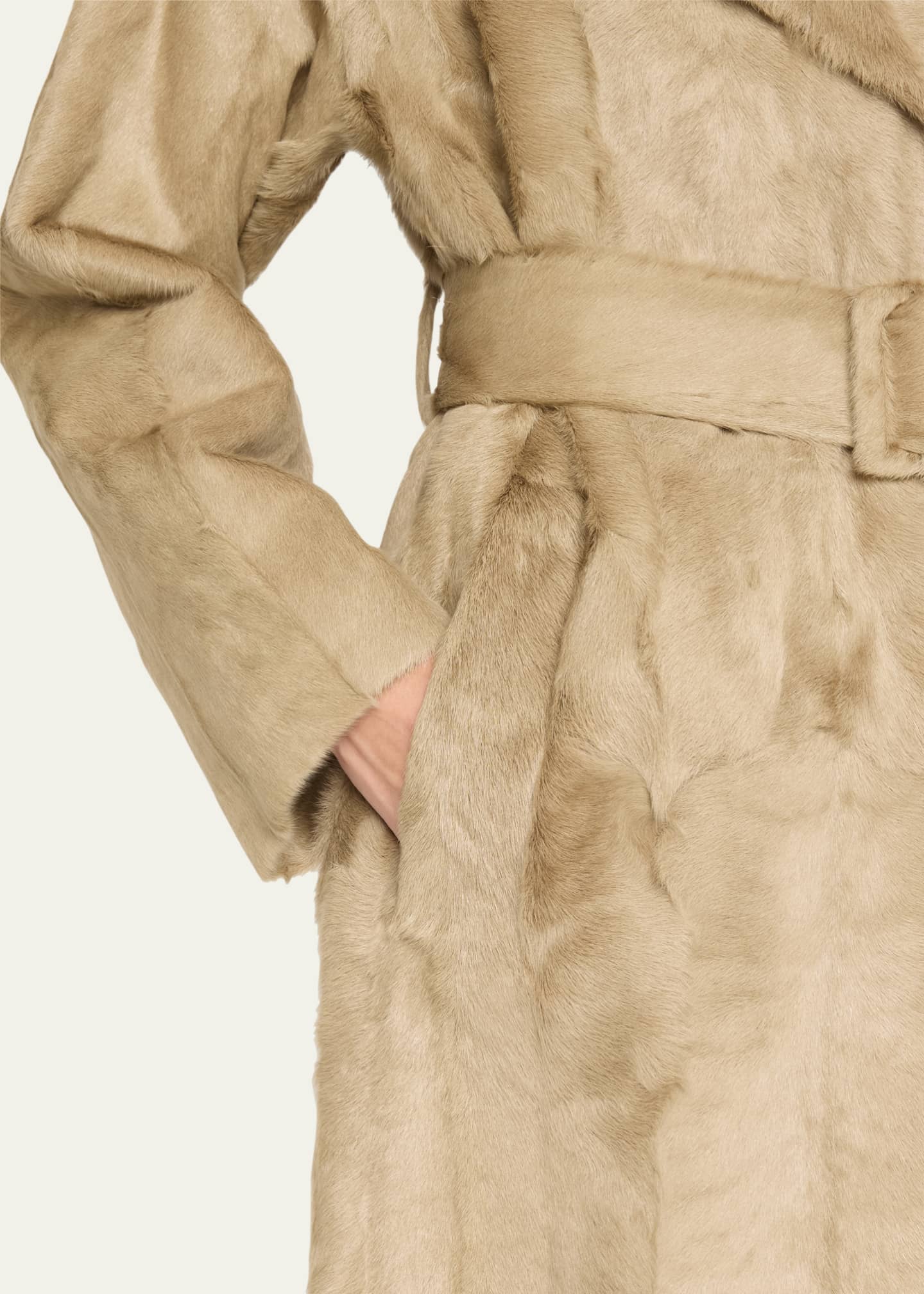 Burberry Belted Goat Shearling Trench Coat - Bergdorf Goodman