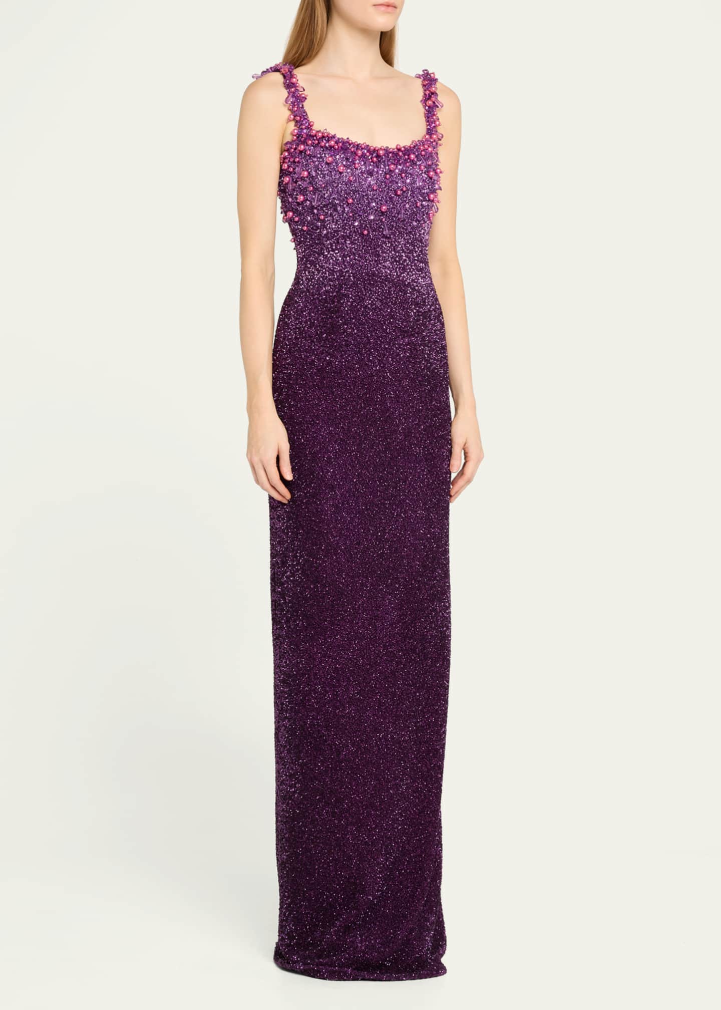 Pamella Roland Ombre Crystal Sequined Column Gown - Bergdorf Goodman