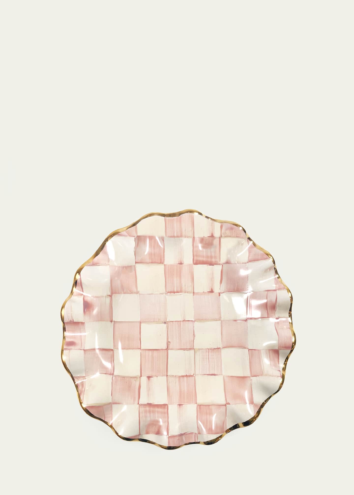 MacKenzie-Childs Rosy Check Ceramic Fluted Dessert Plate - Bergdorf Goodman