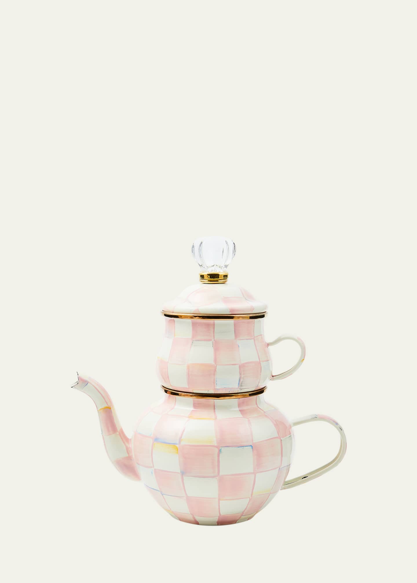 MacKenzie-Childs Rosy Check Enamel High Tea Set - Bergdorf Goodman