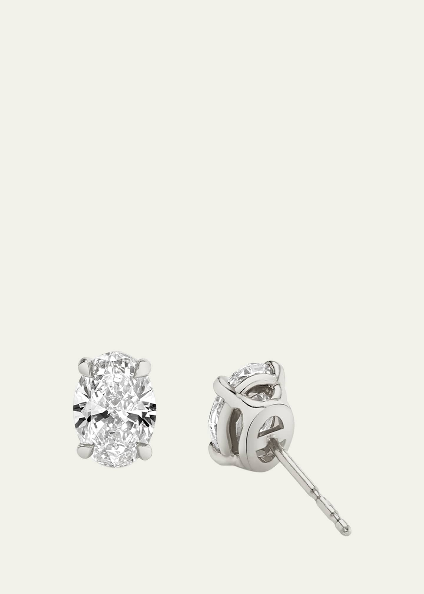 VRAI 14K White Gold Oval Solitaire Lab Grown Diamond Stud Earrings, 1 ...