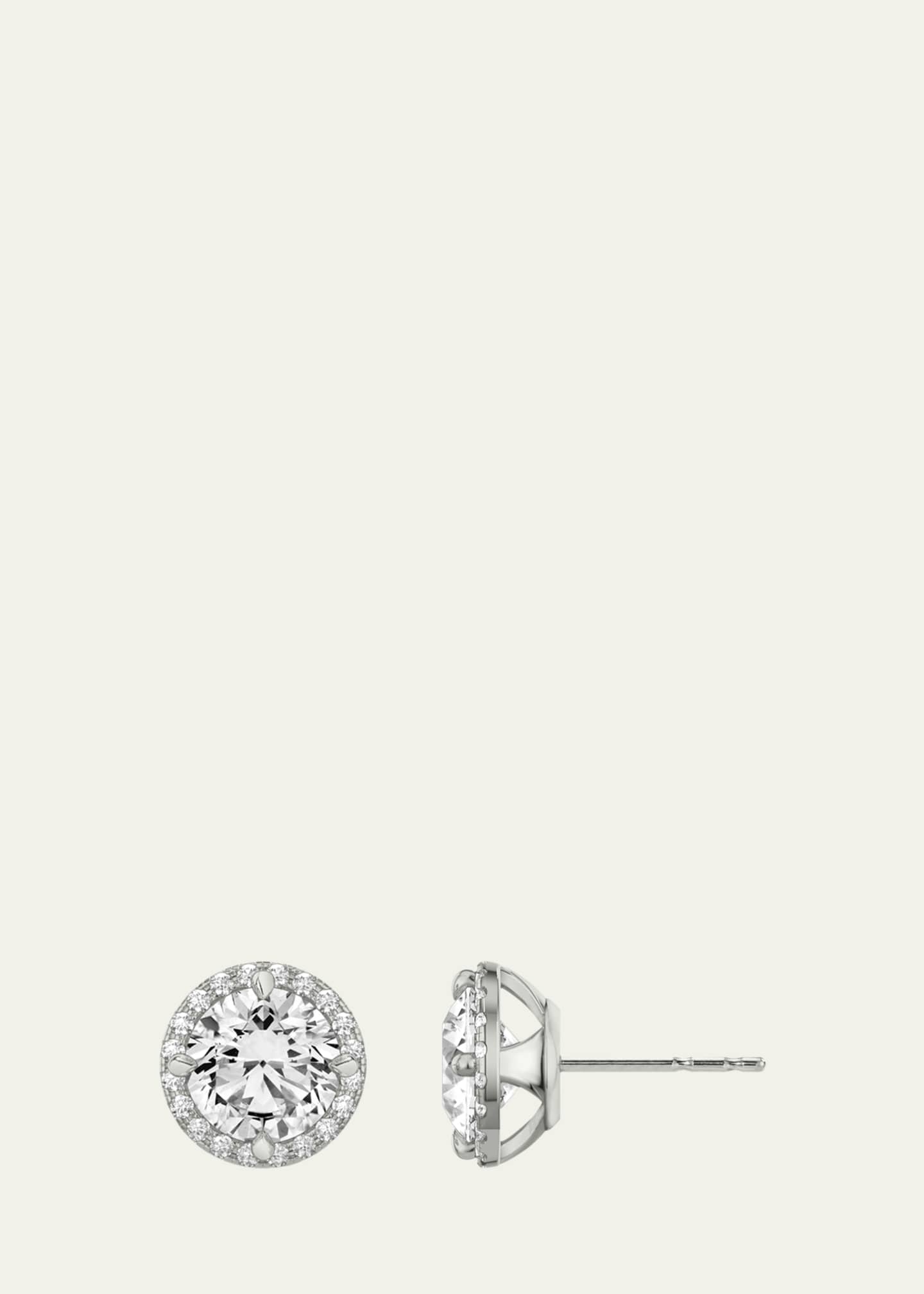 VRAI 14K White Gold Brilliant Round Halo Lab Grown Diamond Stud ...