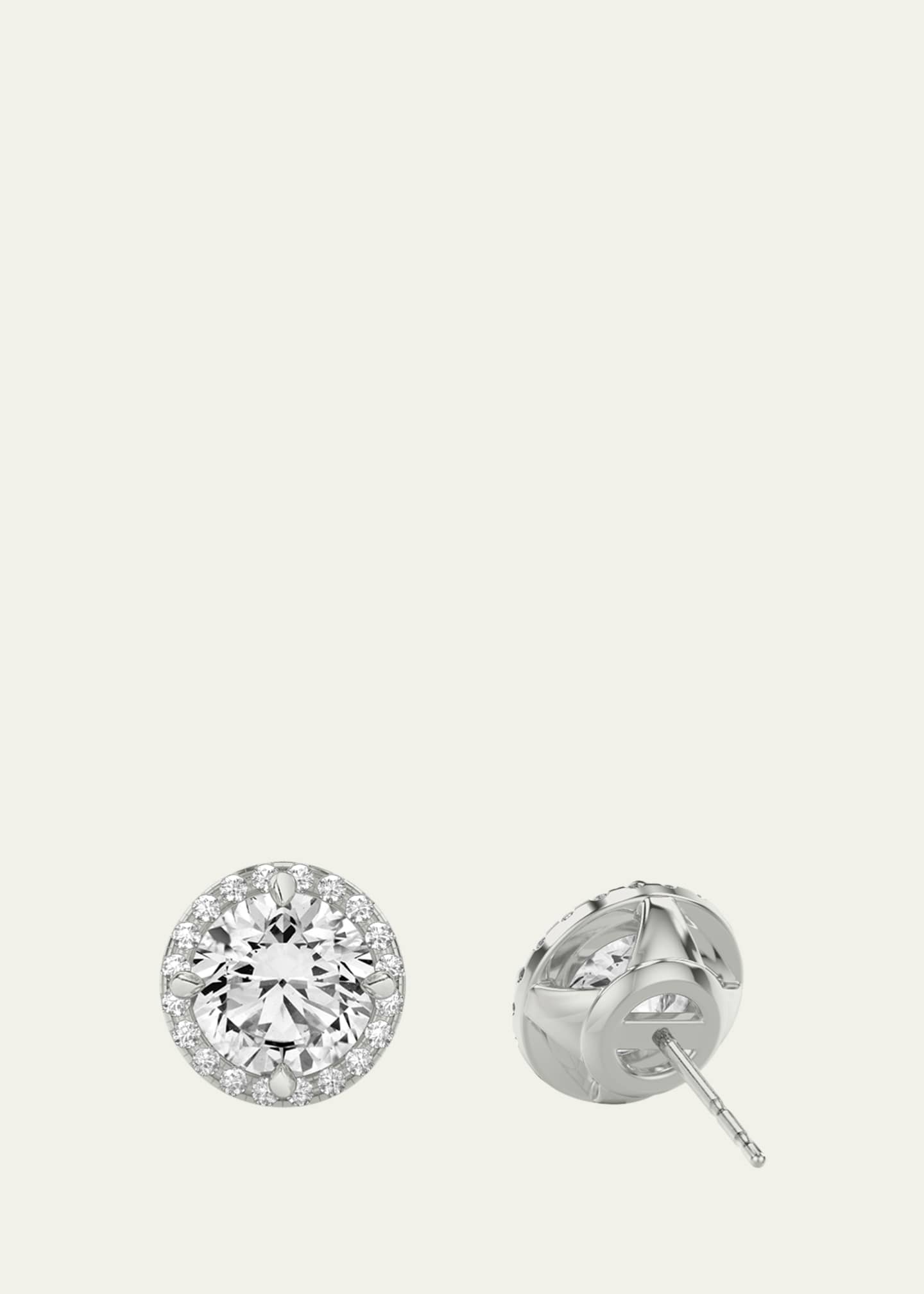 VRAI 14K White Gold Brilliant Round Halo Lab Grown Diamond Stud ...