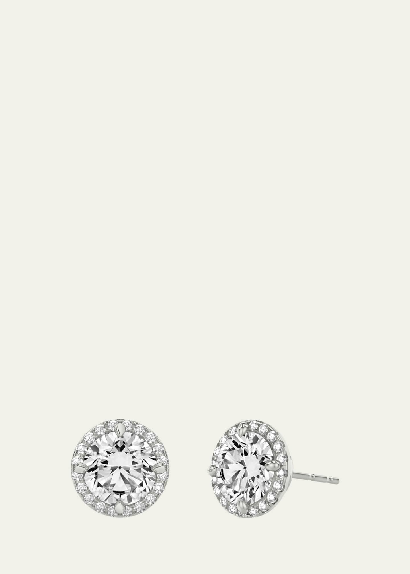 VRAI 14K White Gold Brilliant Round Halo Lab Grown Diamond Stud ...