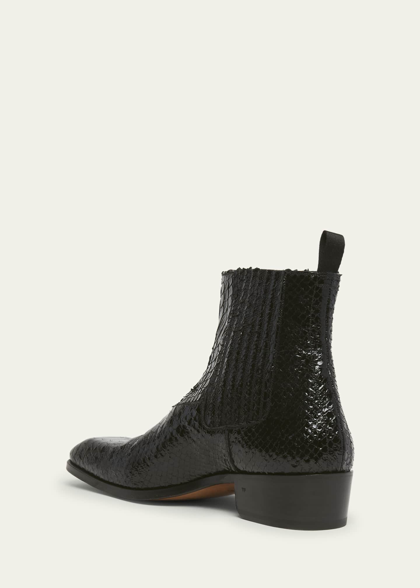 TOM FORD Men's Kenneth Python-Effect Patent Chelsea Boots - Bergdorf ...