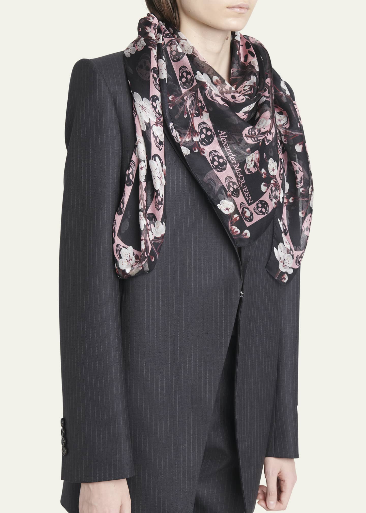 Alexander McQueen Blossom Skull Chiffon Scarf - Bergdorf Goodman