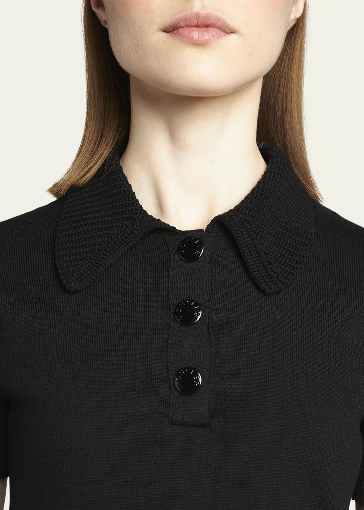 Moncler Knit Collar Short-Sleeve Polo - Bergdorf Goodman