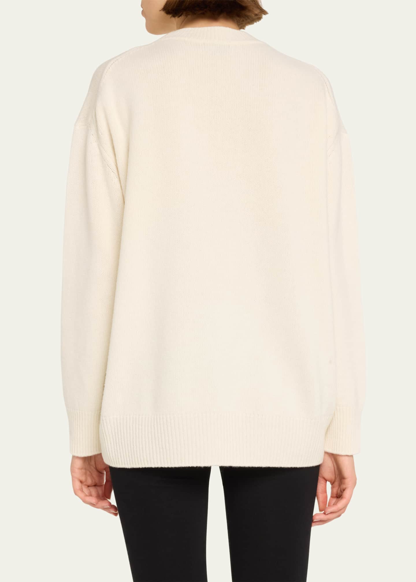 Moncler Wool-Cashmere Embroidered Logo Sweater - Bergdorf Goodman