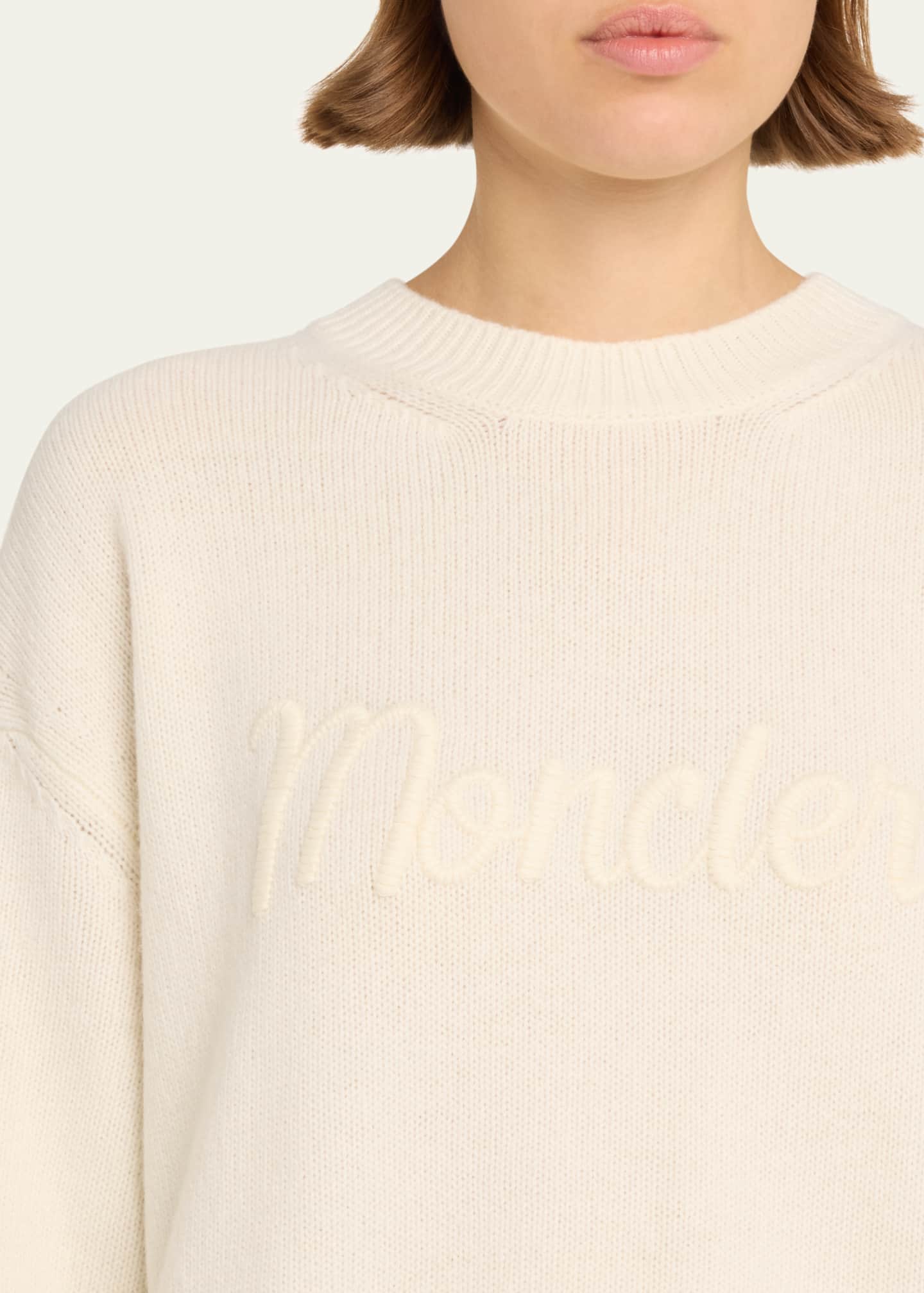 Moncler Wool-Cashmere Embroidered Logo Sweater - Bergdorf Goodman