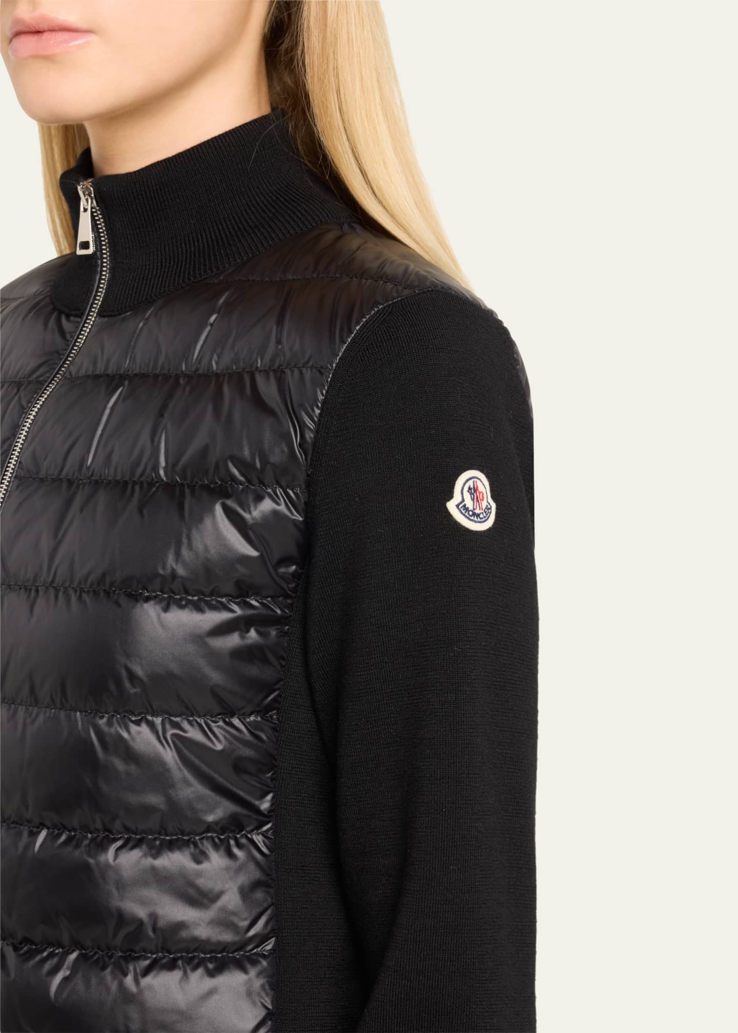 Moncler Hybrid Puffer Wool Cardigan - Bergdorf Goodman