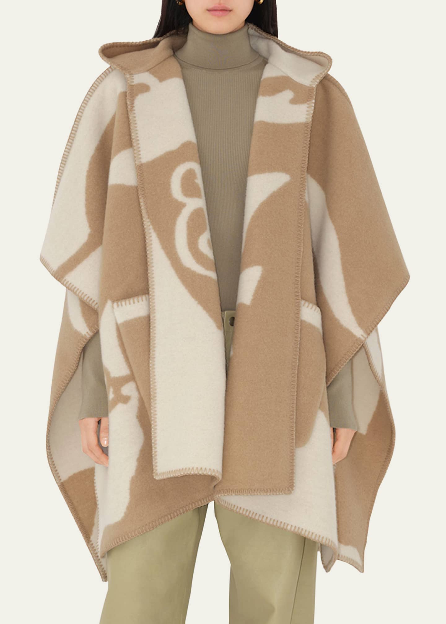 Burberry Catherine EKD Wool Hooded Cape - Bergdorf Goodman