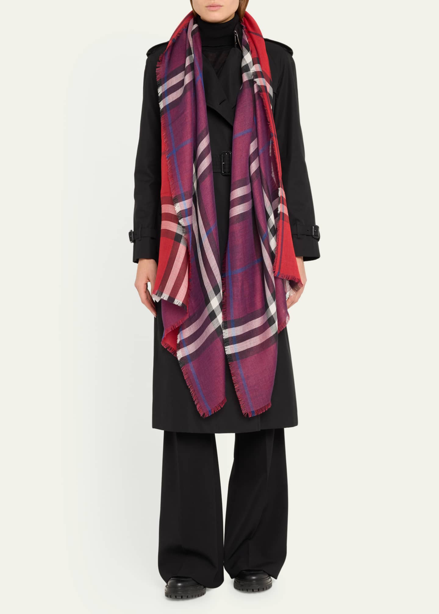 Burberry Giant Check Wool-Silk Scarf - Bergdorf Goodman