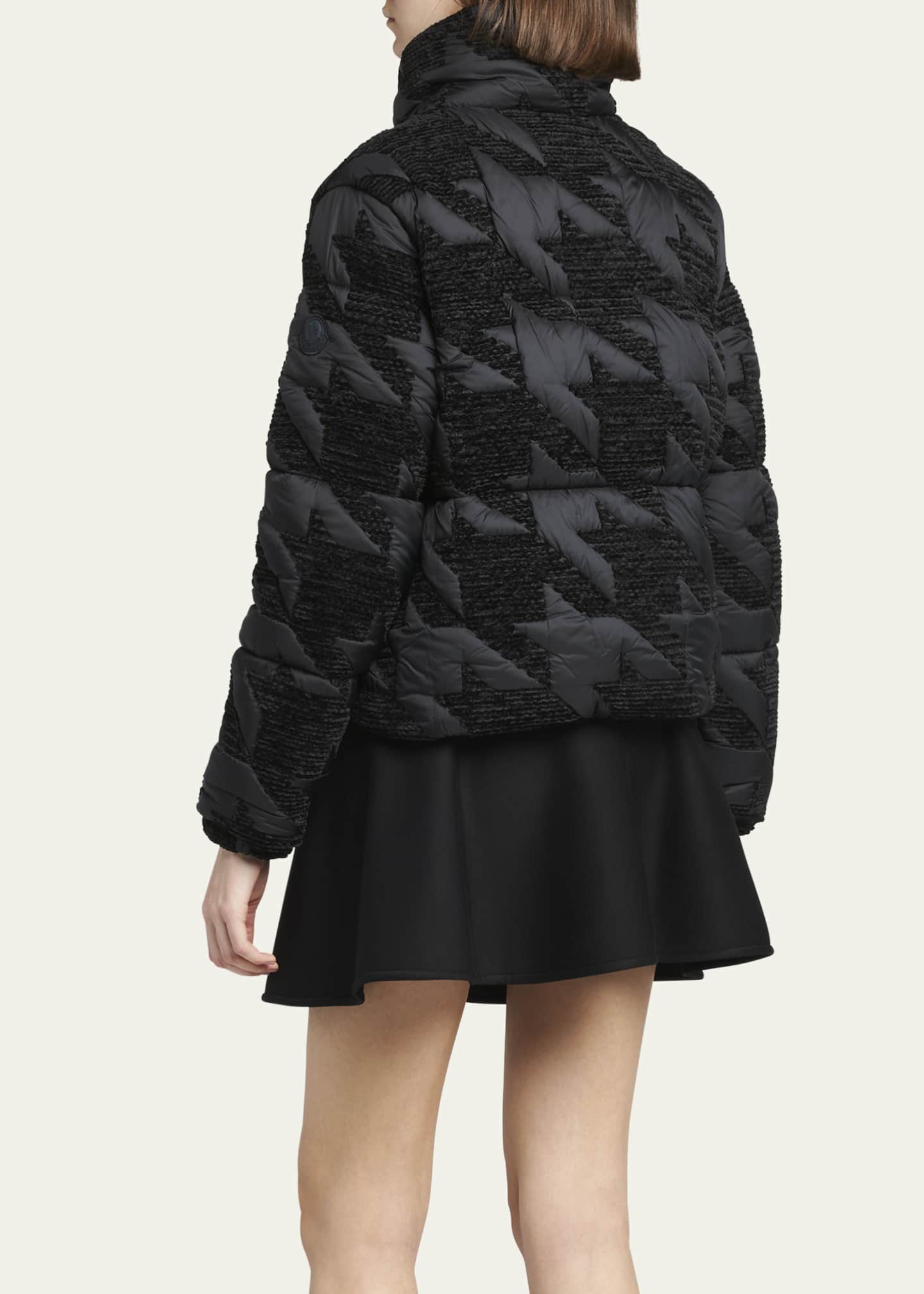 Moncler Evandra Embroidered Houndstooth Puffer Jacket - Bergdorf Goodman