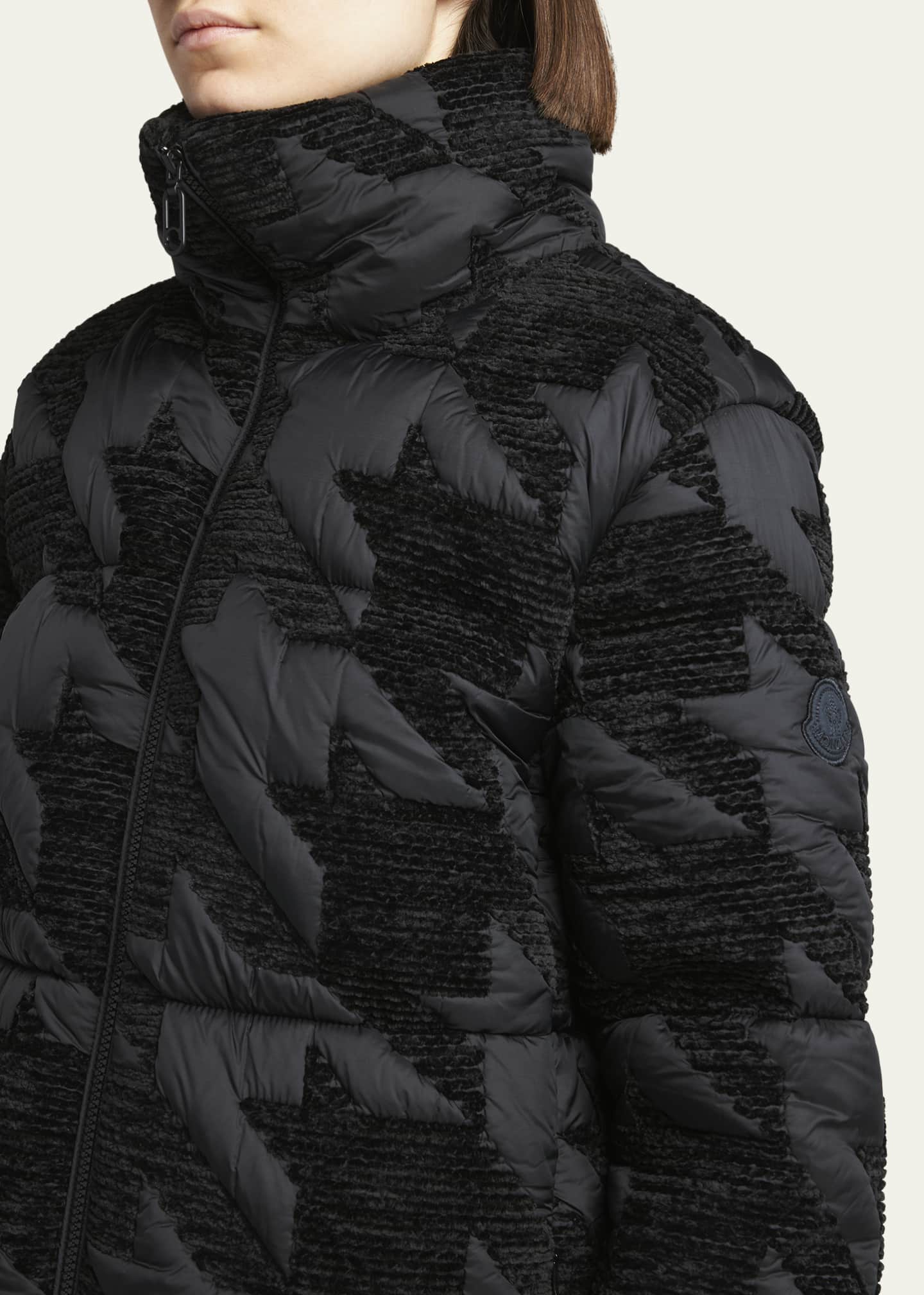 Moncler Evandra Embroidered Houndstooth Puffer Jacket - Bergdorf Goodman