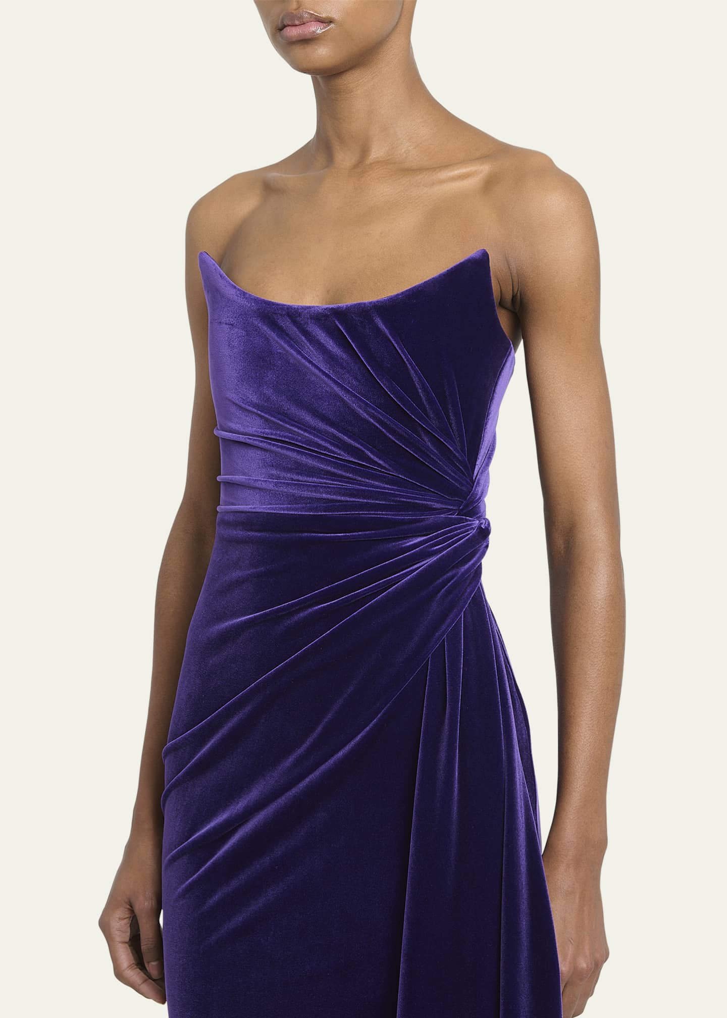 Alex Perry Strapless Twist Velvet Midi Dress - Bergdorf Goodman